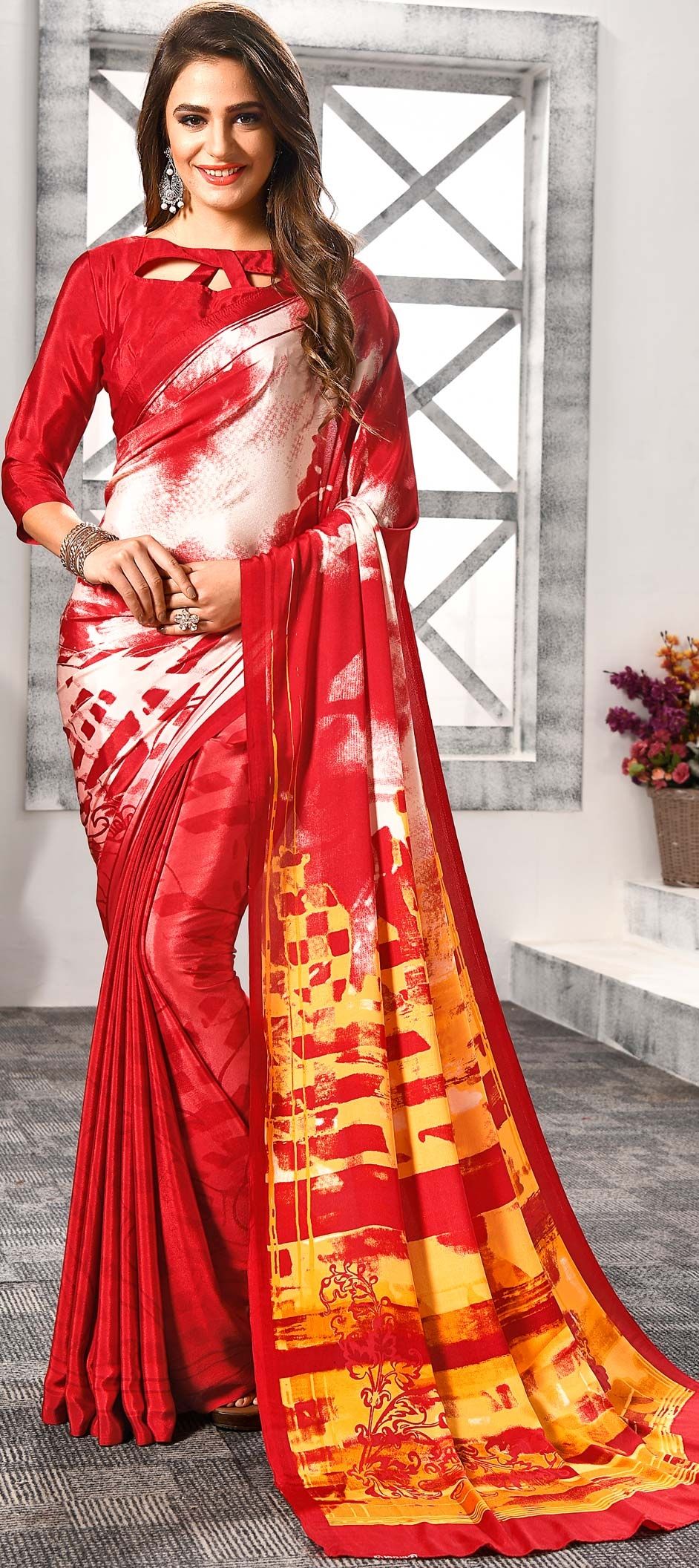 1552466: Traditional Red and Maroon color Crepe Silk, Silk fabric Saree