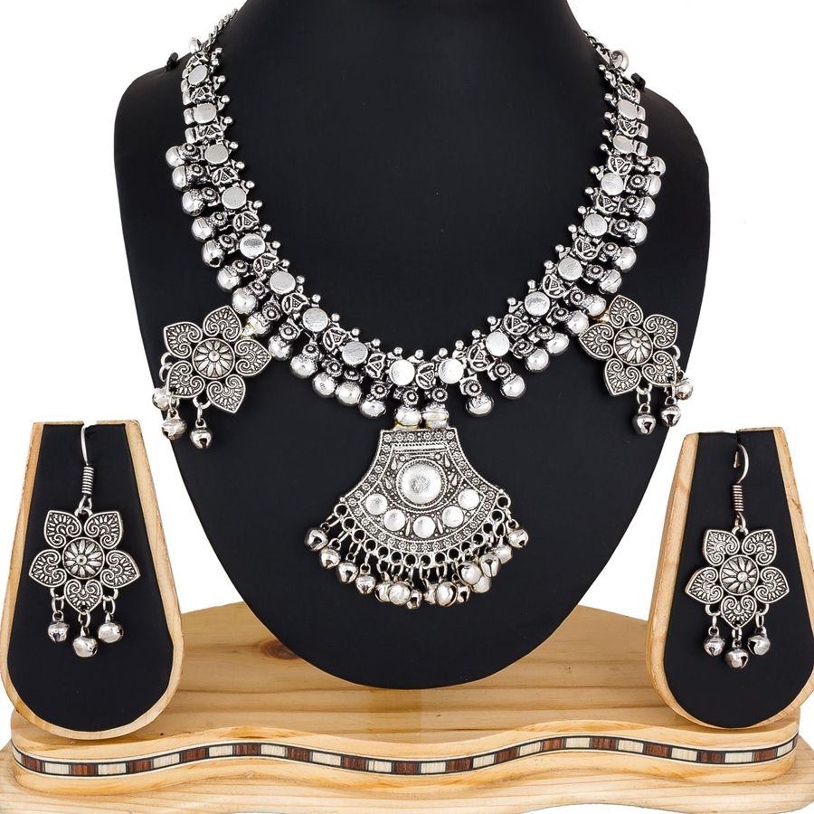 Oxidized Silver color Metal Alloy metal Necklace : 1552870