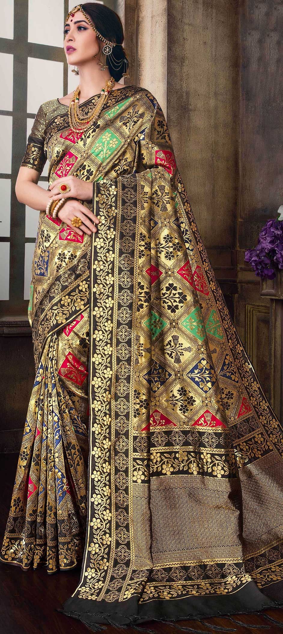Bollywood, Party Wear, Traditional Multicolor color Poly Silk, Silk ...