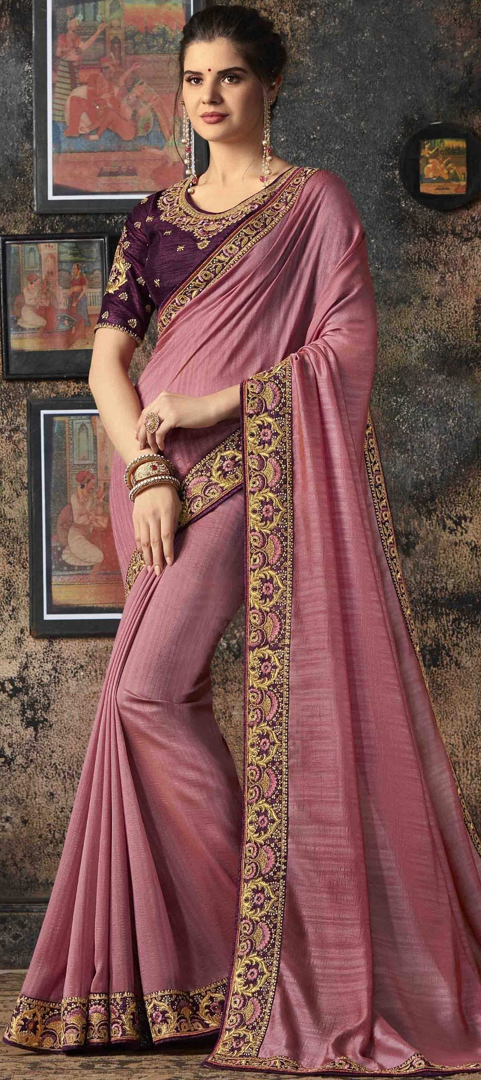 1556981: Party Wear, Reception Pink and Majenta color Faux Georgette ...