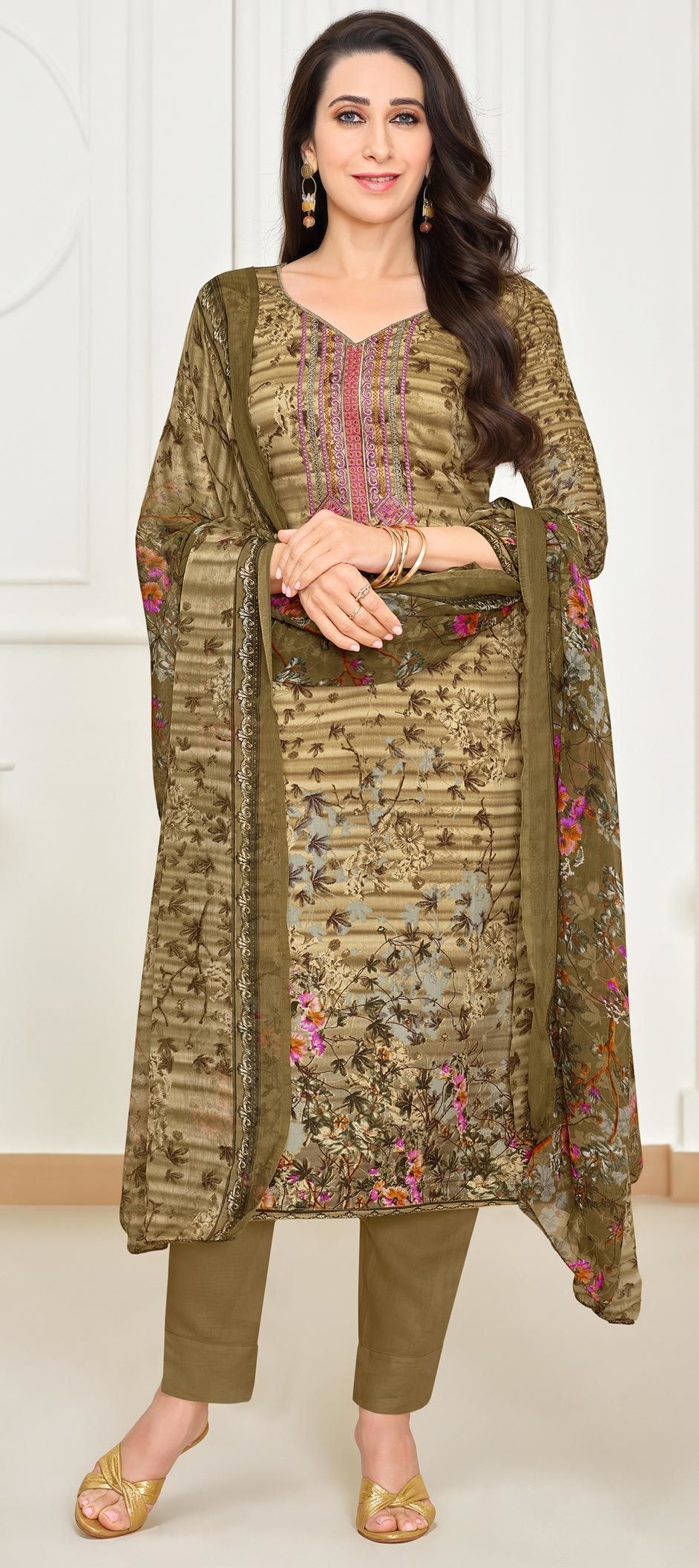 1557172: Bollywood Multicolor color Satin Silk fabric Salwar Kameez