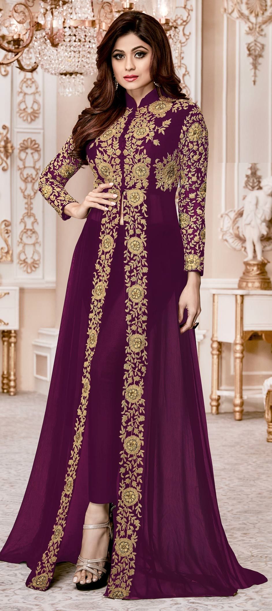 1559691: Bollywood Purple and Violet color Georgette fabric Salwar Kameez