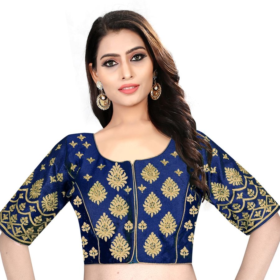 1562022: Blue color Silk fabric Blouse