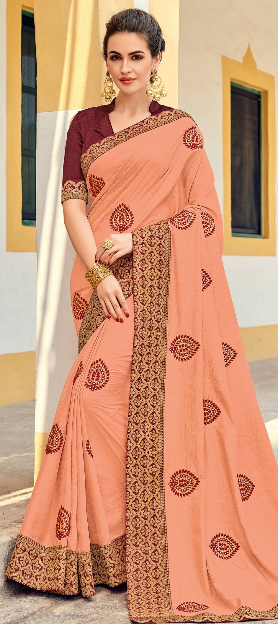 1564723: Party Wear, Traditional Orange color Art Silk, Silk fabric Saree 1564723: Party Wear, Traditional Orange color Art Silk, Silk fabric Saree