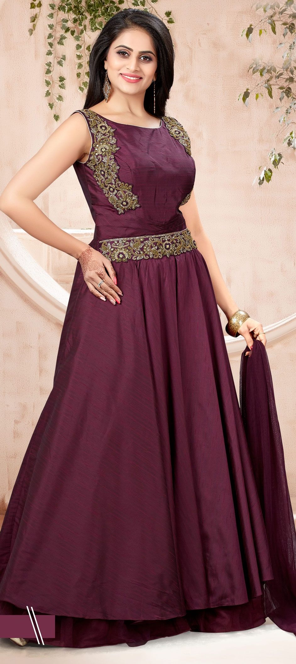 1565132: Festive, Party Wear, Reception Red and Maroon color Dupion ...