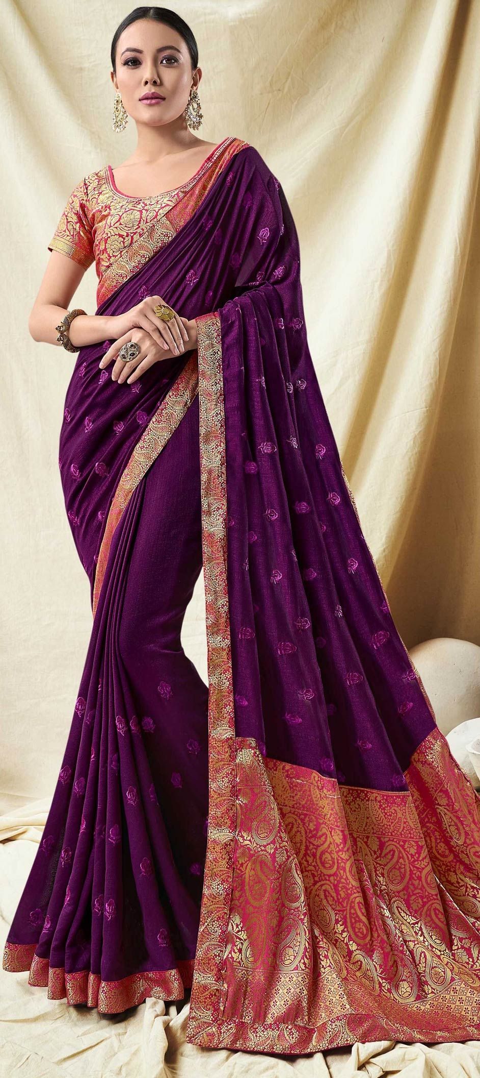 Purple And Violet Sarees | Light Purple Color Silk Saris Online