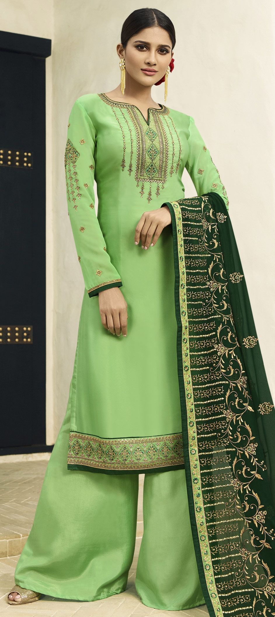 Engagement, Mehendi Sangeet, Party Wear, Reception Green color ...