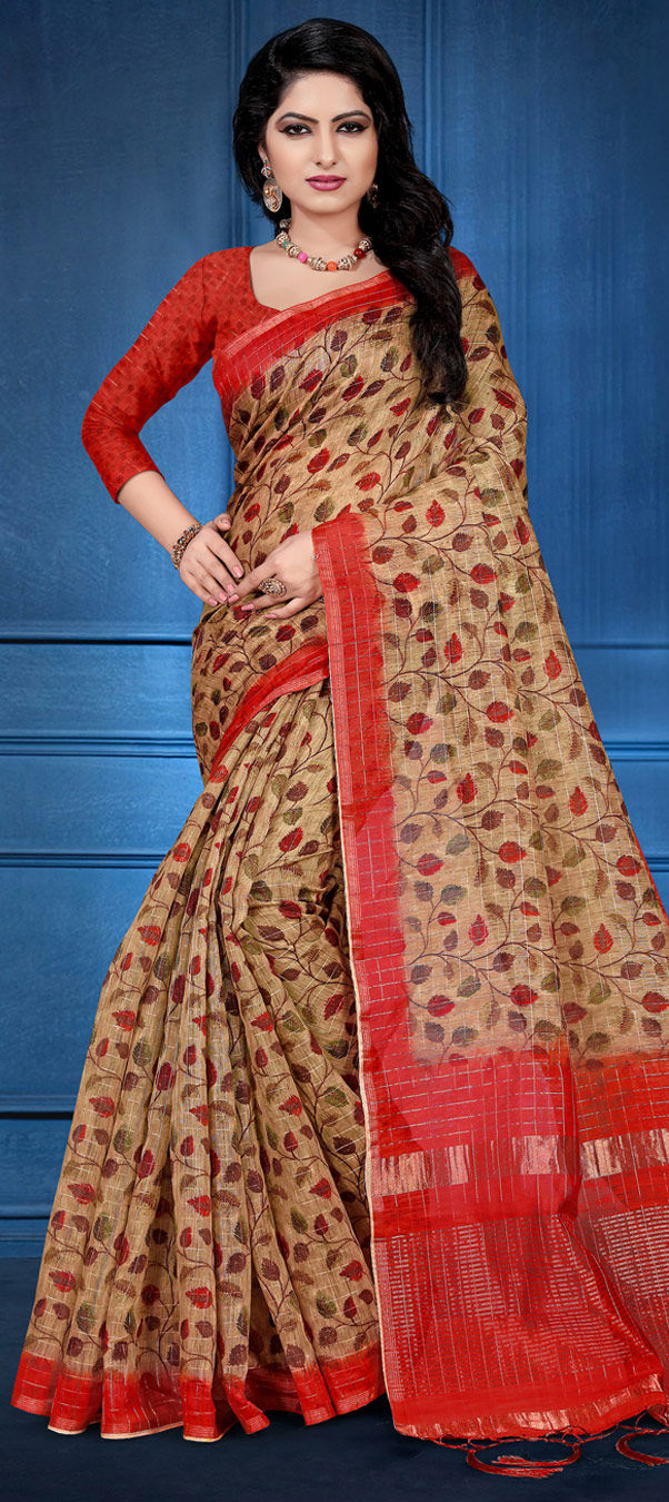 Party Wear, Traditional Multicolor color Cotton fabric Saree : 1566986
