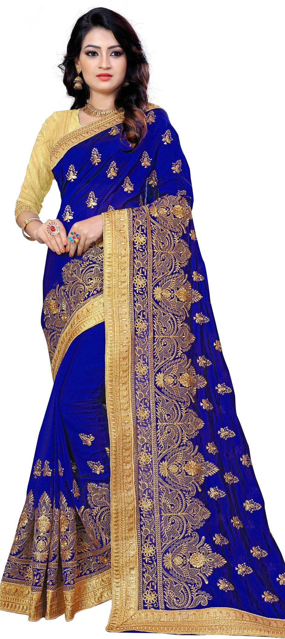 Festive, Party Wear Blue color Georgette fabric Saree : 1567425