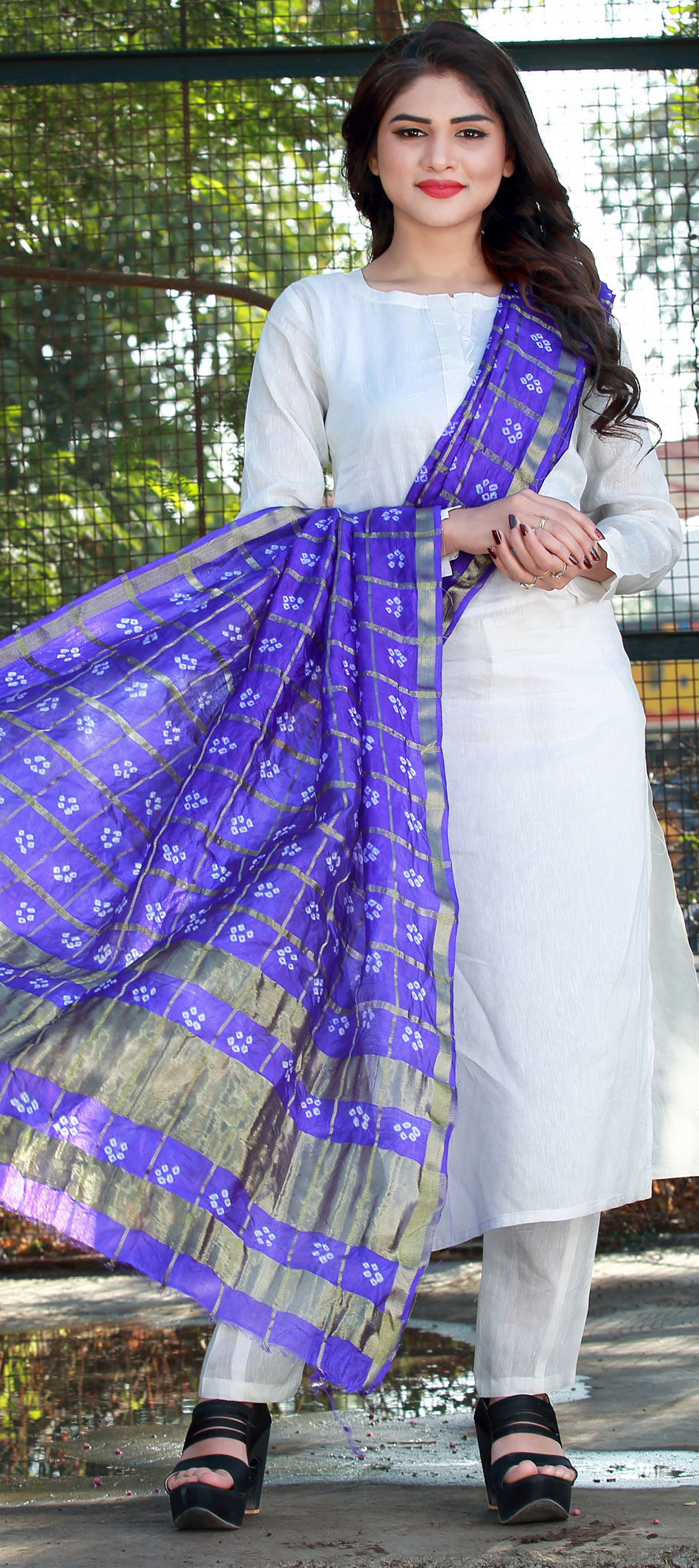 Casual Purple and Violet color Poly Silk fabric Dupatta : 1567551