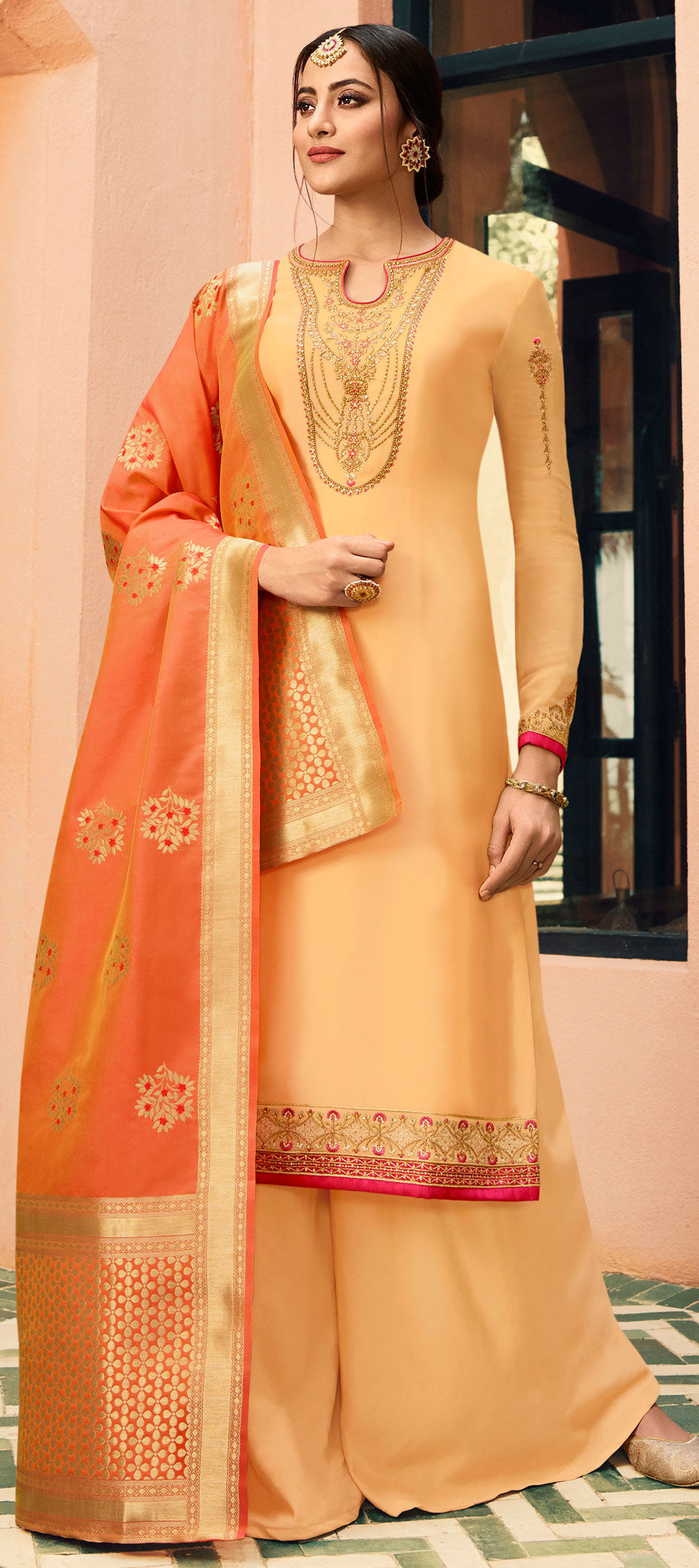 Bollywood Yellow color Georgette fabric Salwar Kameez : 1567748