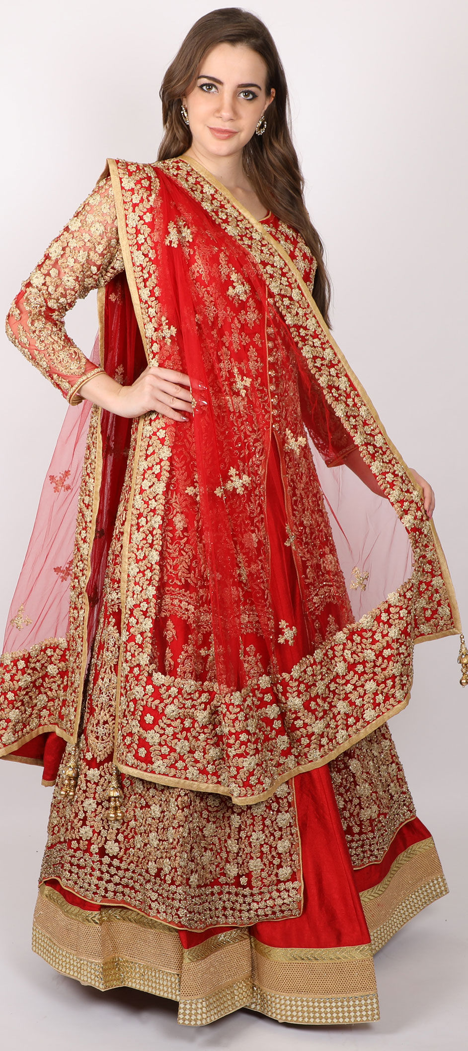 Mehendi Sangeet, Party Wear, Reception Red and Maroon color Dupion Silk ...