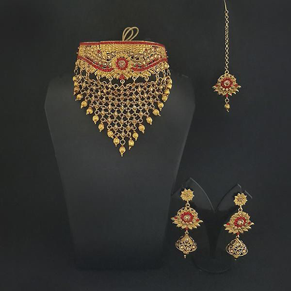 Red and Maroon color Metal Alloy metal Necklace : 1569652