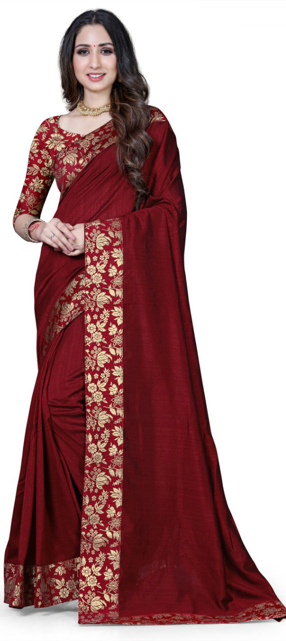 Party Wear, Traditional Red and Maroon color Bhagalpuri Silk, Silk ...
