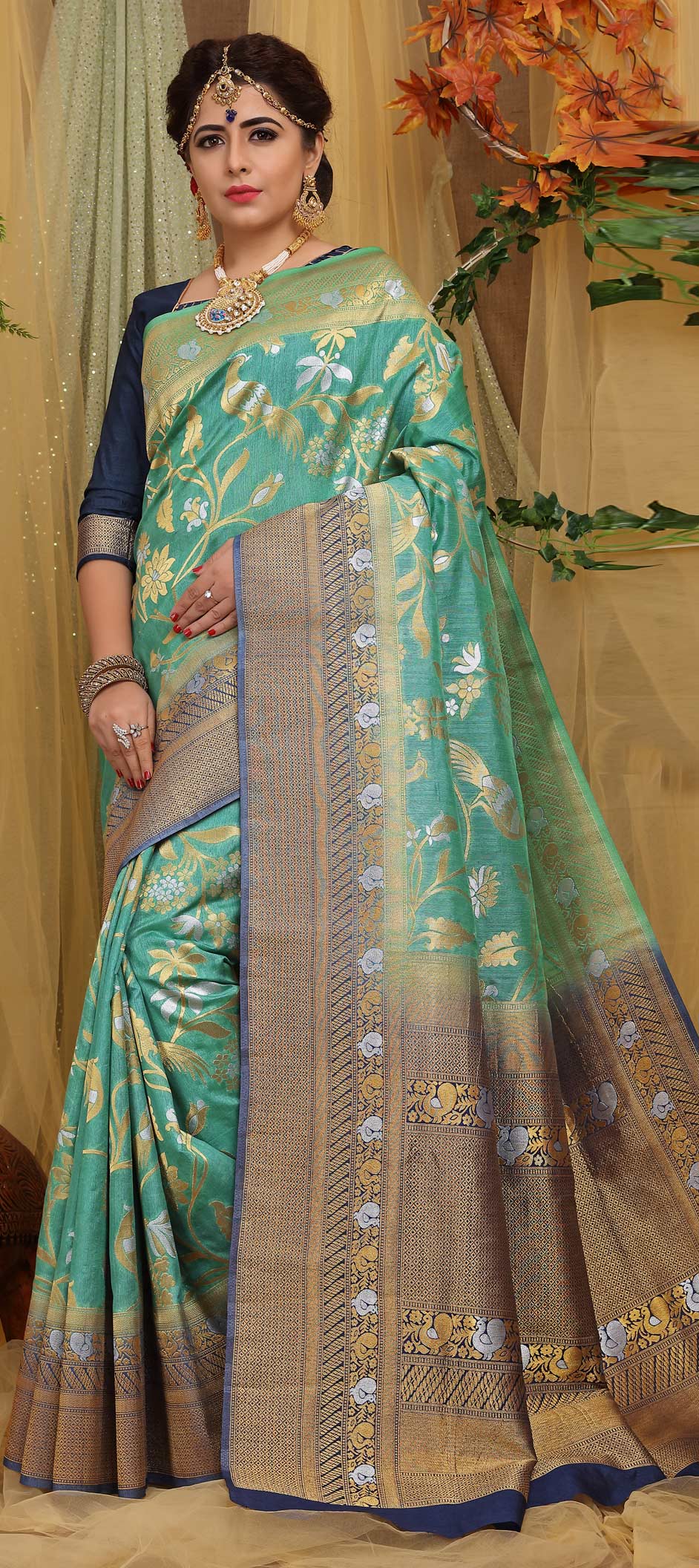 Reception, Traditional Blue color Art Silk, Silk fabric Saree : 1571232