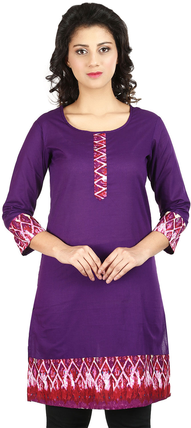 Casual Purple and Violet color Cotton fabric Kurti : 1571384