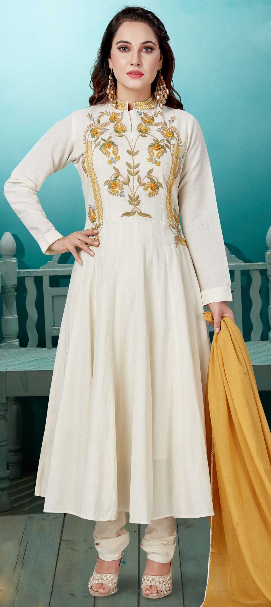 Casual, Party Wear White and Off White color Cotton fabric Salwar ...