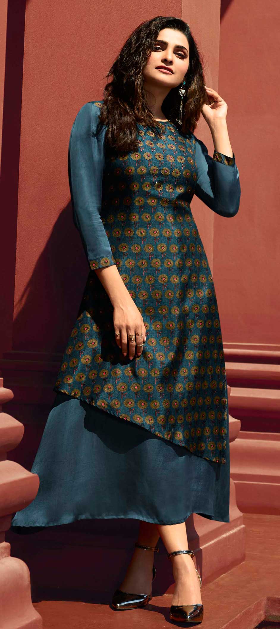 Bollywood Blue color Art Silk fabric Kurti : 1575376