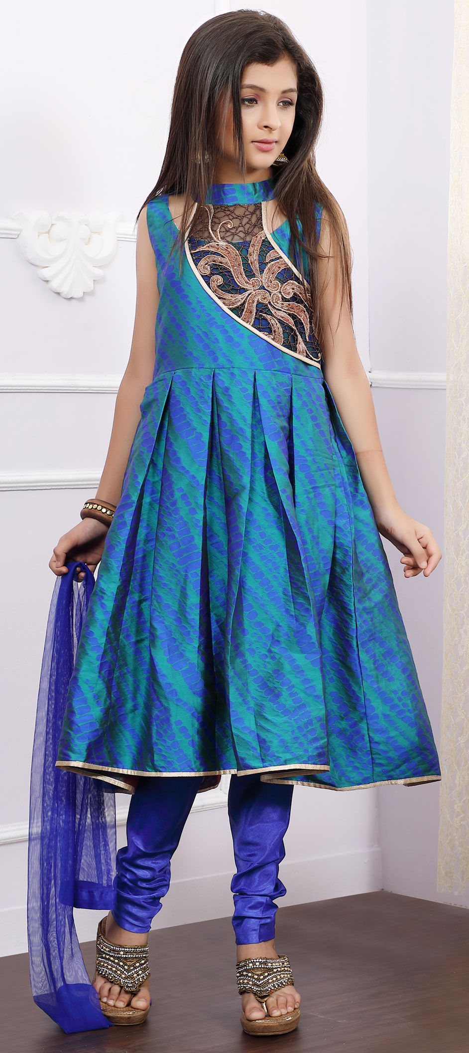 Blue color Art Silk fabric Kids Salwar : 1576247