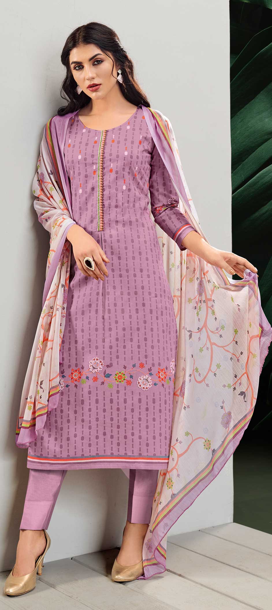 Casual, Party Wear Purple and Violet color Cotton fabric Salwar Kameez ...