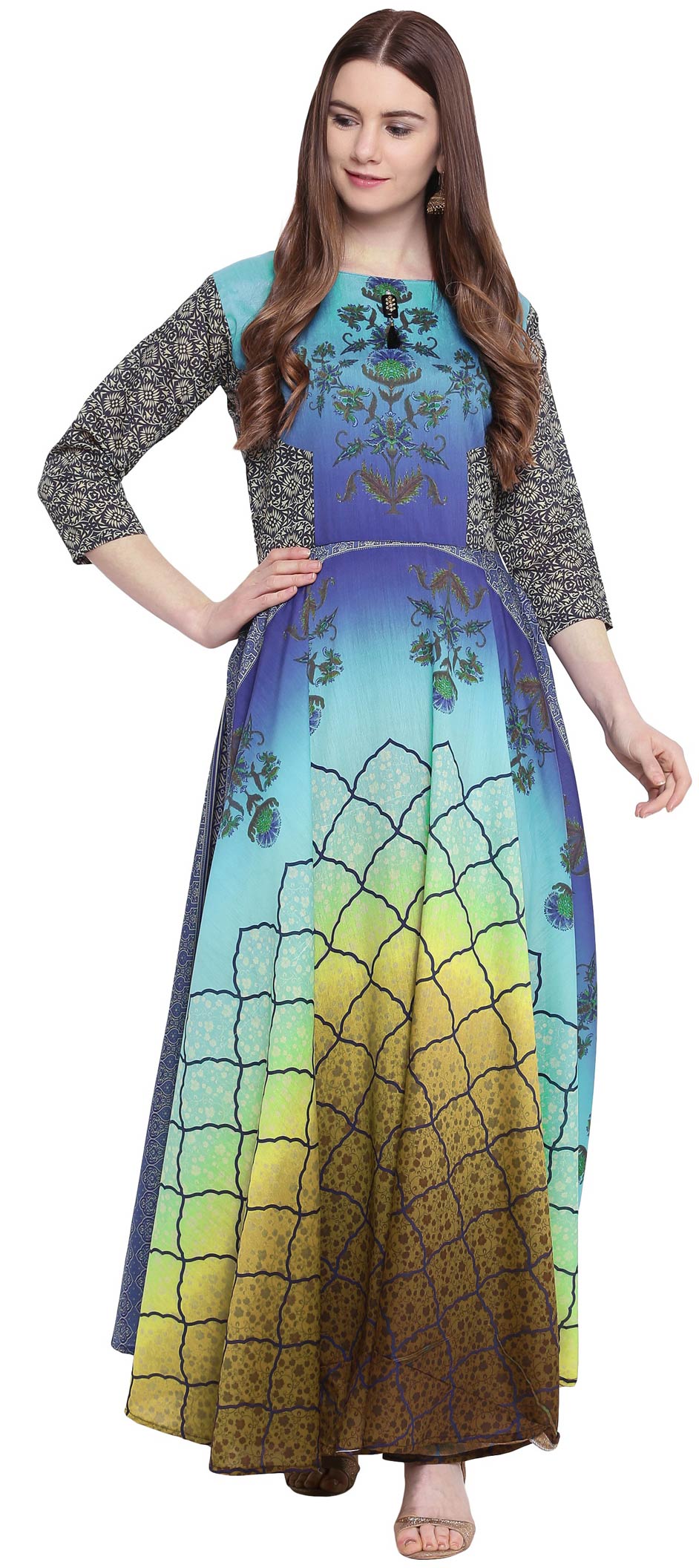 Casual Multicolor color Georgette fabric Gown : 1578028