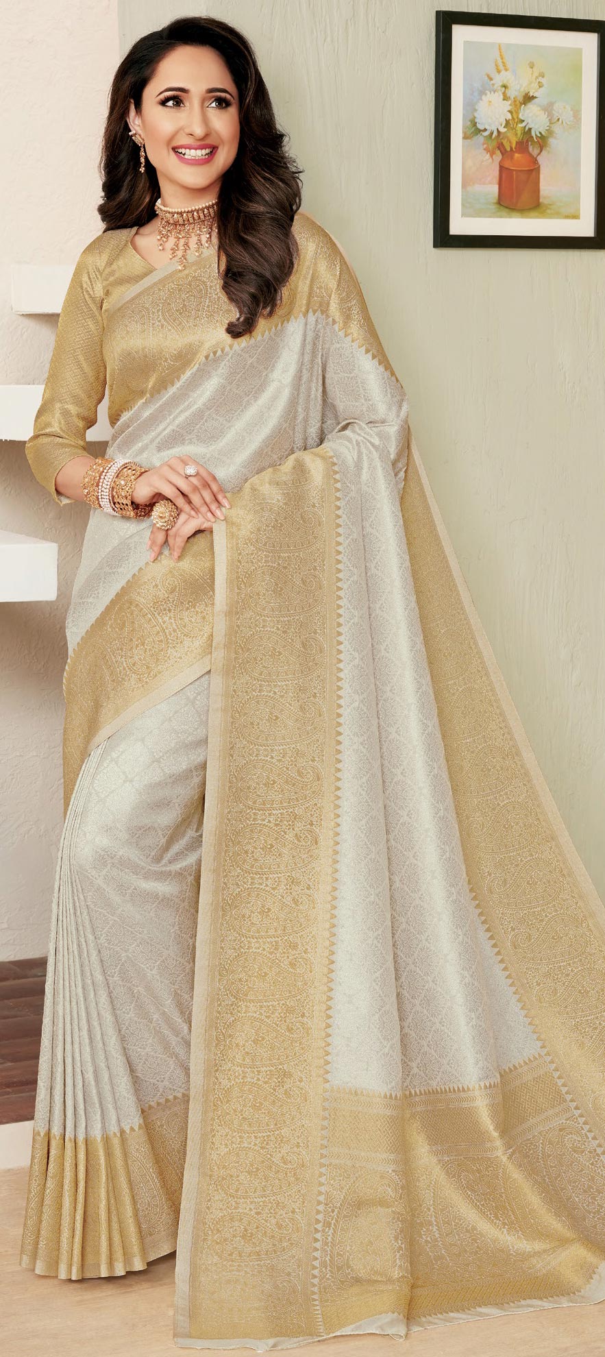 Traditional Beige and Brown color Art Silk, Silk fabric Saree : 1579702