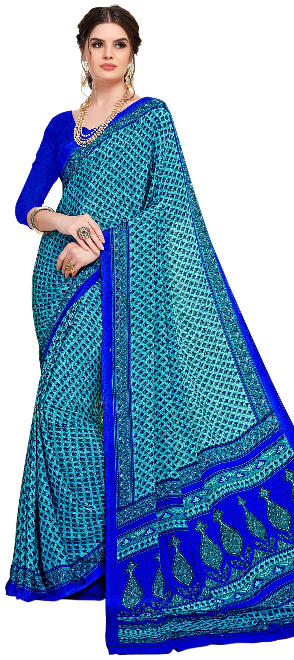 Traditional Blue color Crepe Silk, Silk fabric Saree : 1580181