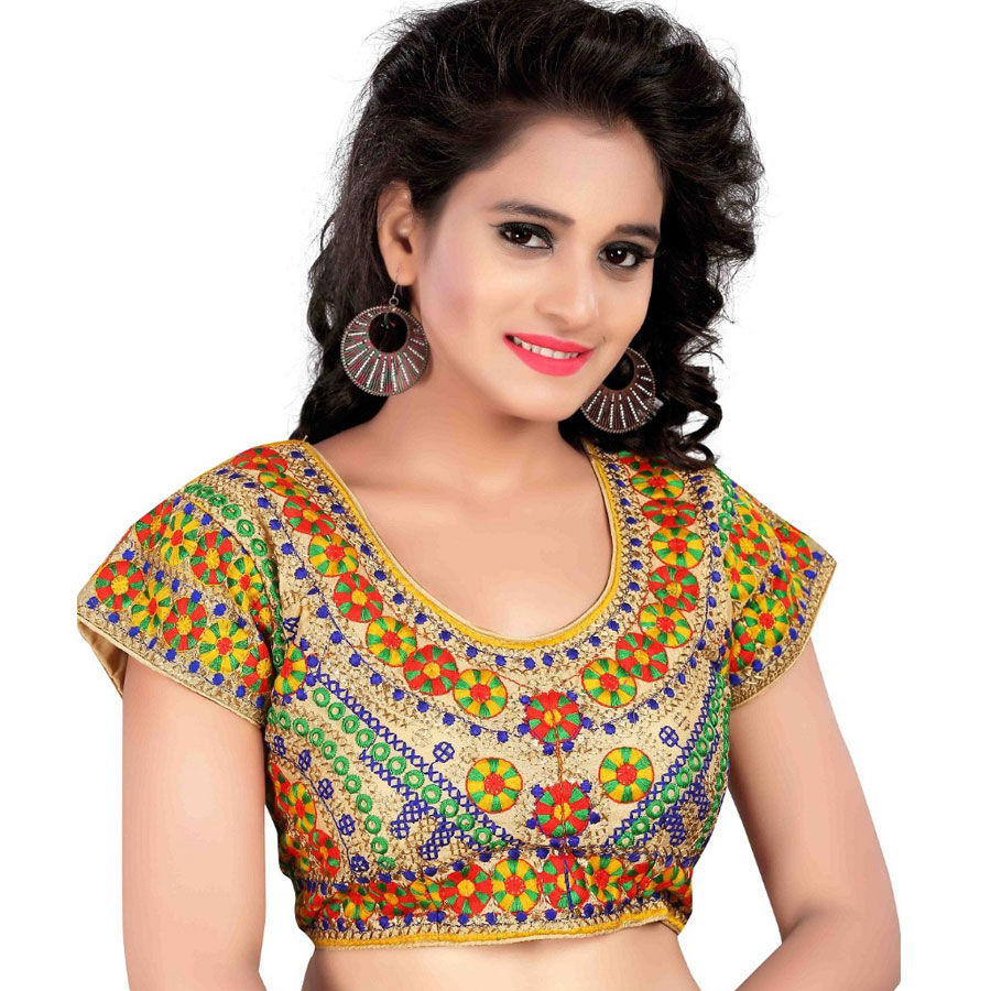 Beige and Brown color Cotton fabric Blouse : 1580558