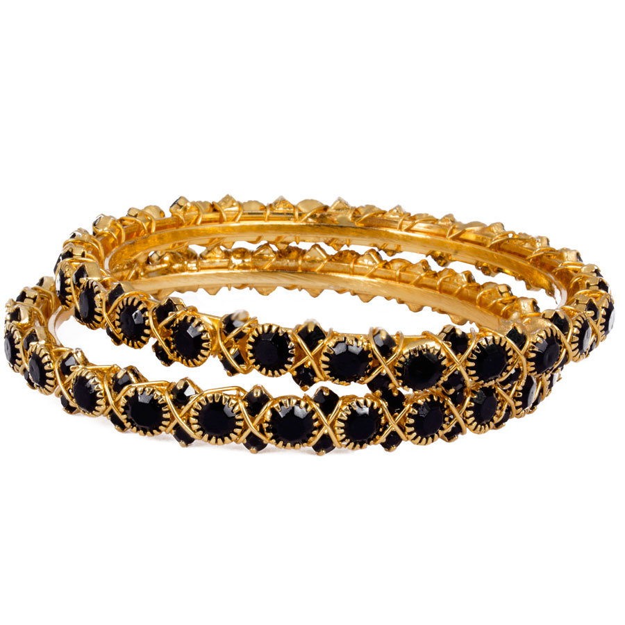 Black and Grey color Brass metal Bangles : 1581097