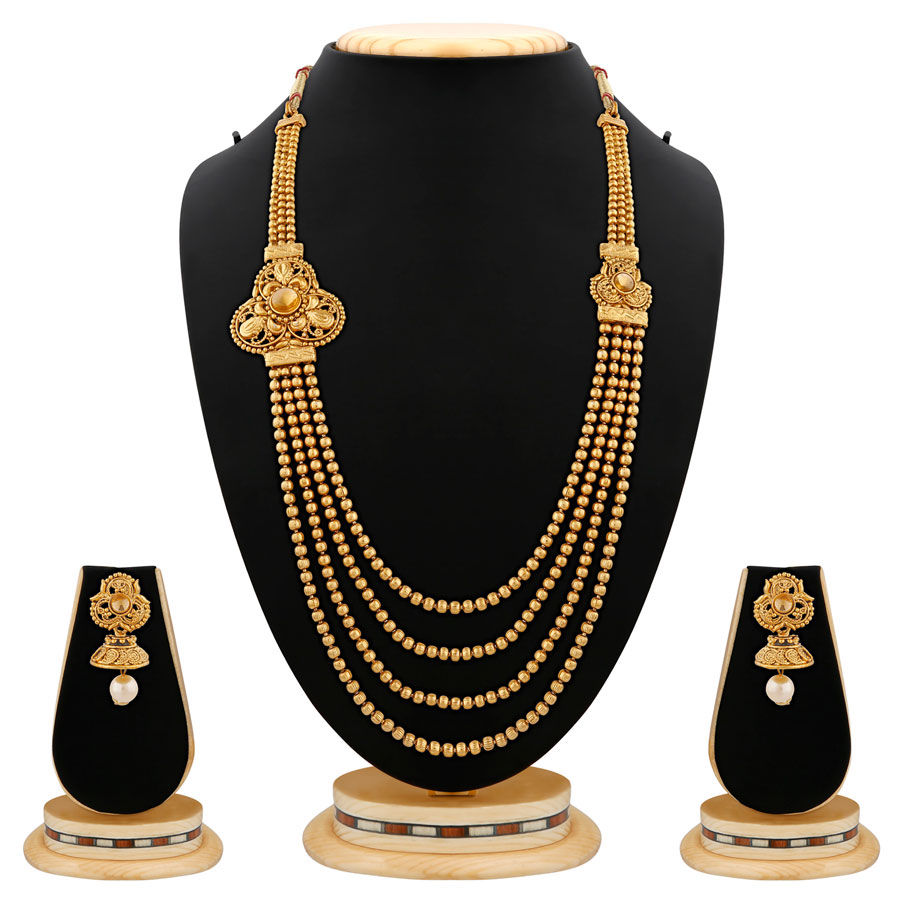 Beige and Brown color Brass metal Necklace : 1581154