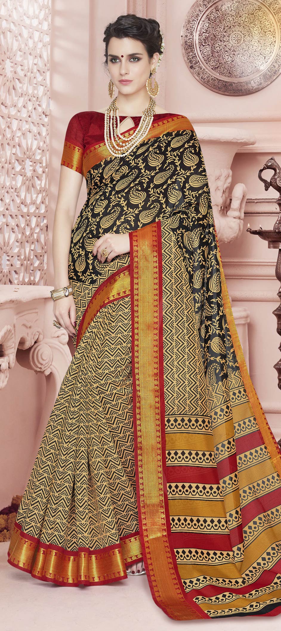 Casual Multicolor color Cotton fabric Saree : 1581481