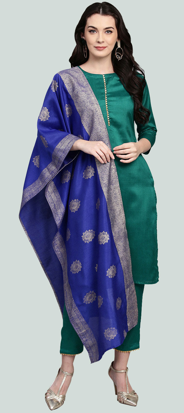 Party Wear Green color Poly Silk fabric Salwar Kameez : 1581798