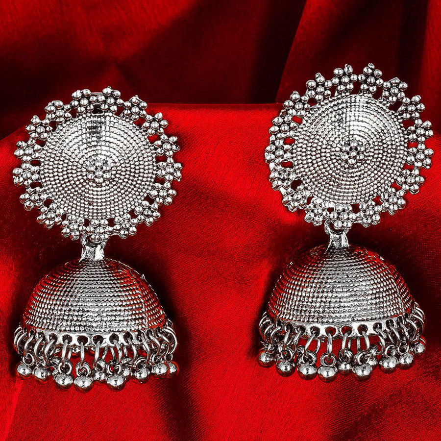 Oxidized Silver color Metal Alloy metal Earrings : 1581822