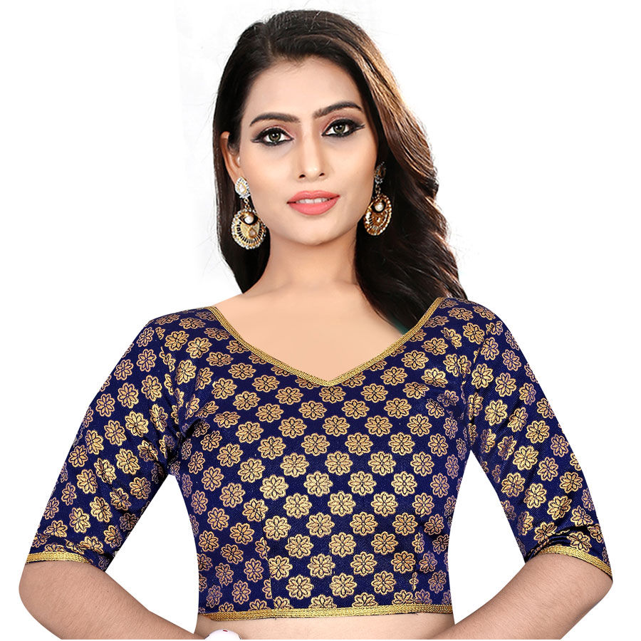 Blue color Brocade fabric Blouse : 1582224