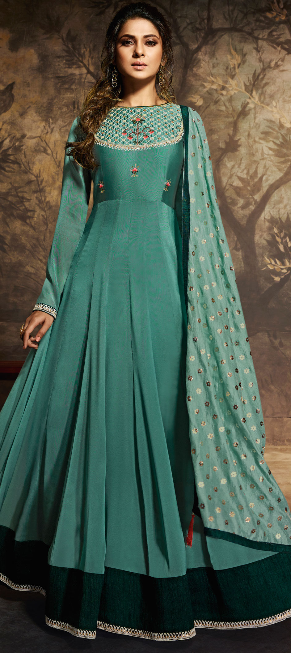 Party Wear Blue color Georgette fabric Gown : 1582926