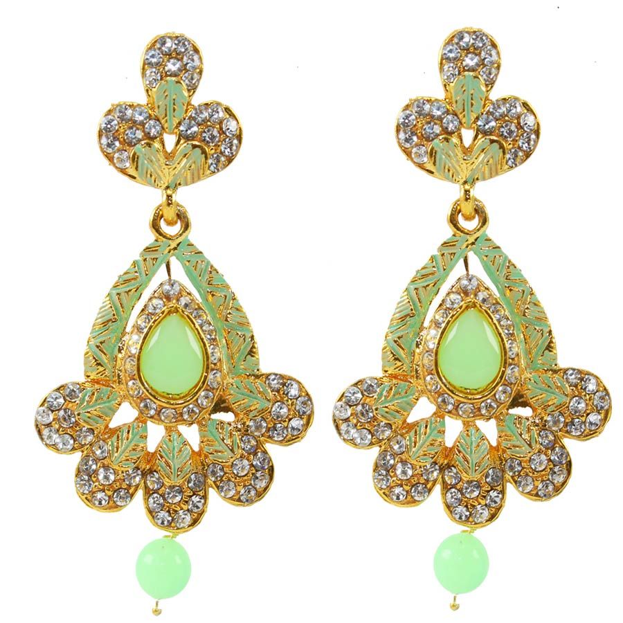 Green color Metal Alloy metal Earrings : 1583552