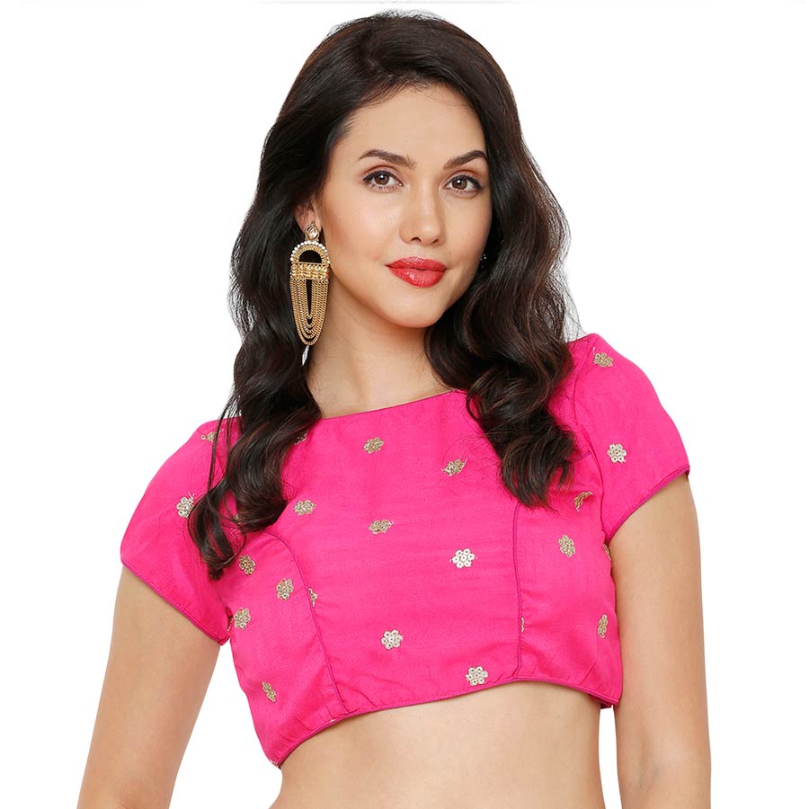Pink and Majenta color Silk cotton fabric Blouse : 1584400