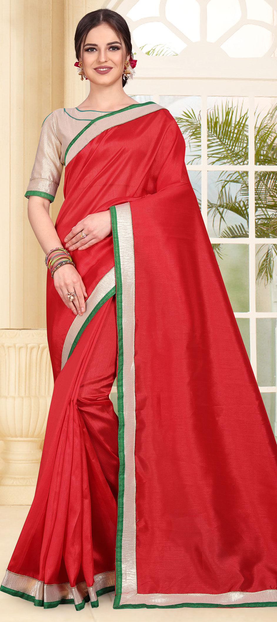 Casual Red and Maroon color Art Silk, Silk fabric Saree : 1584575