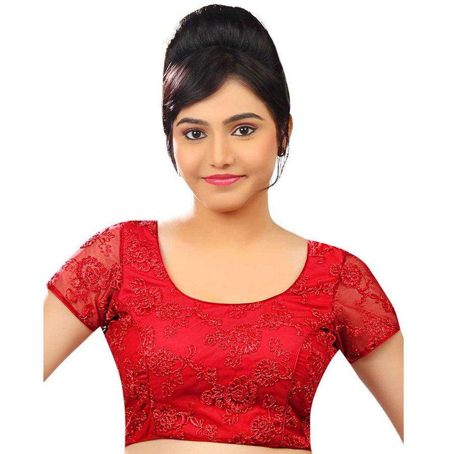 15847: Red and Maroon color family stitched Blouse