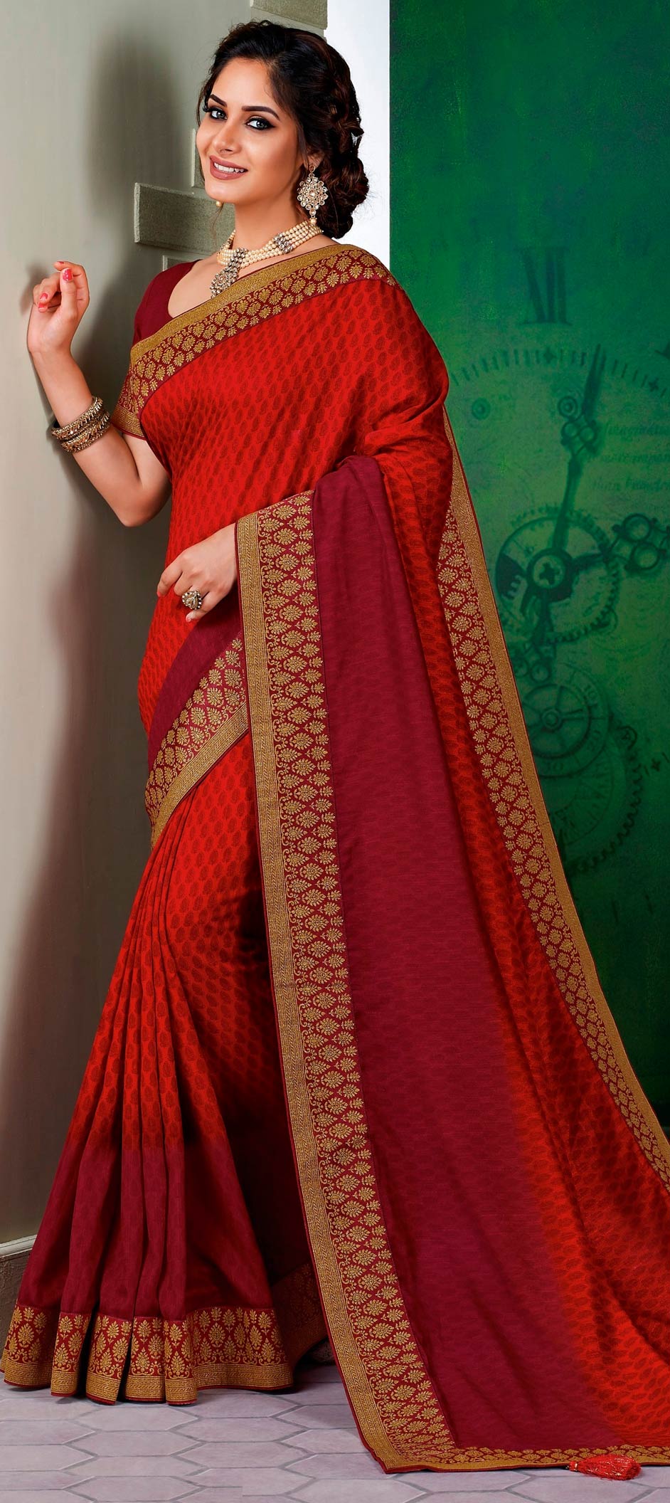 Traditional Red and Maroon color Art Silk, Silk fabric Saree : 1585216