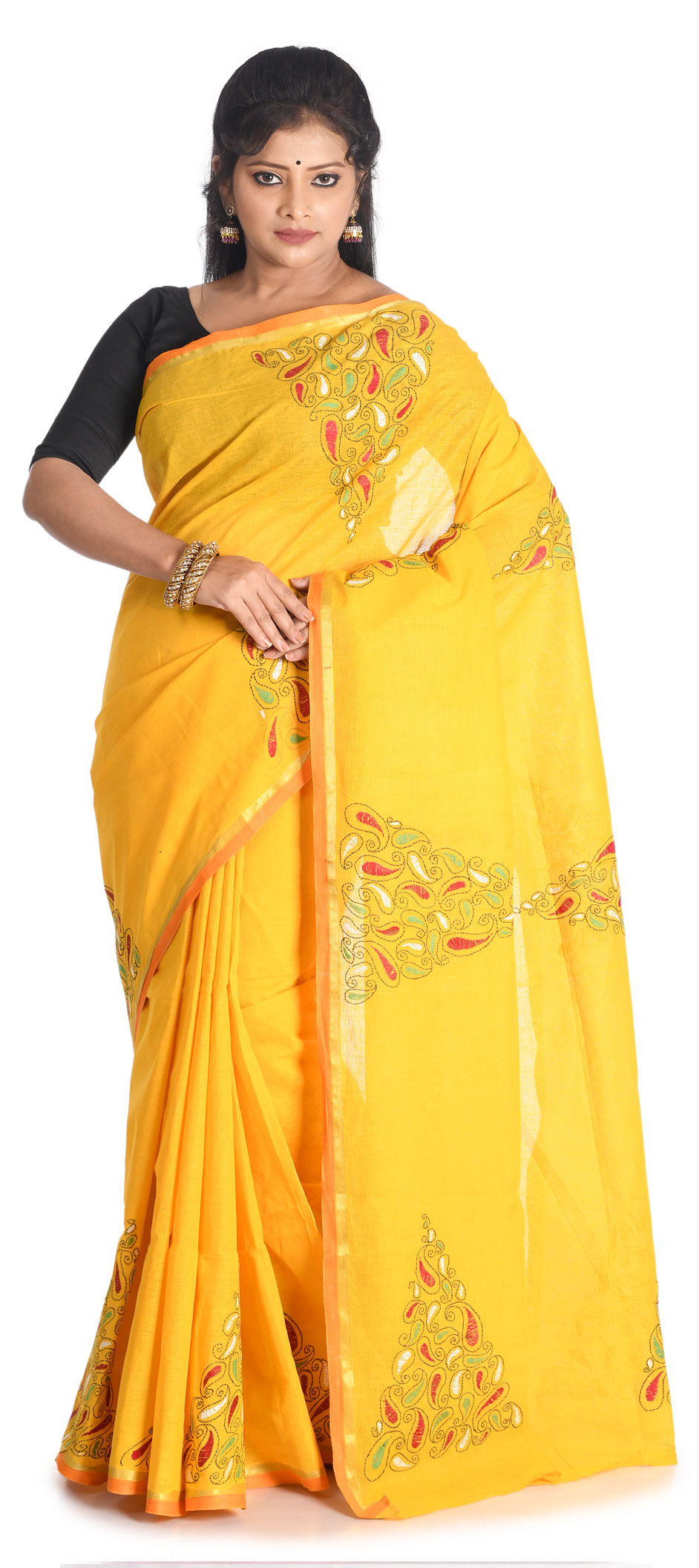Traditional Yellow color Cotton fabric Saree : 1585738