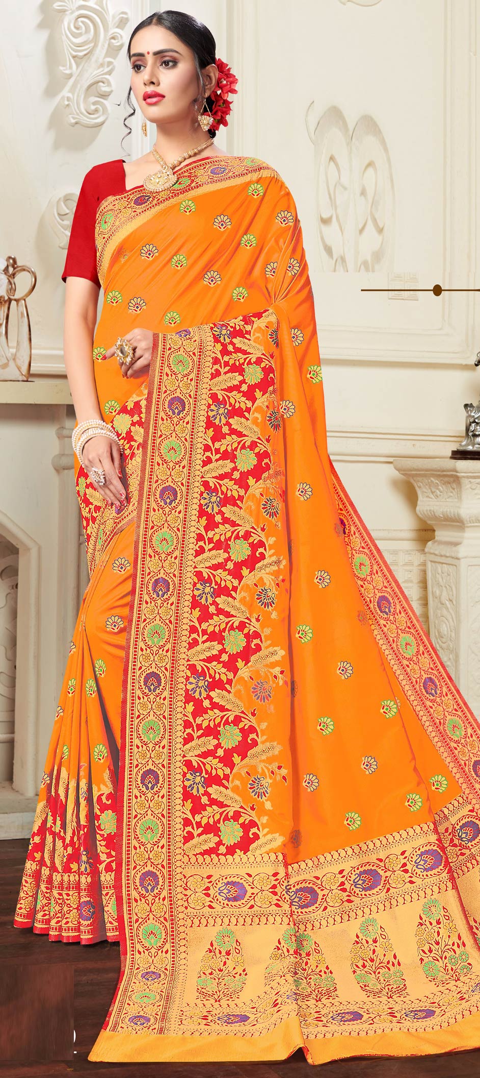 Traditional Yellow color Art Silk, Silk fabric Saree : 1585874