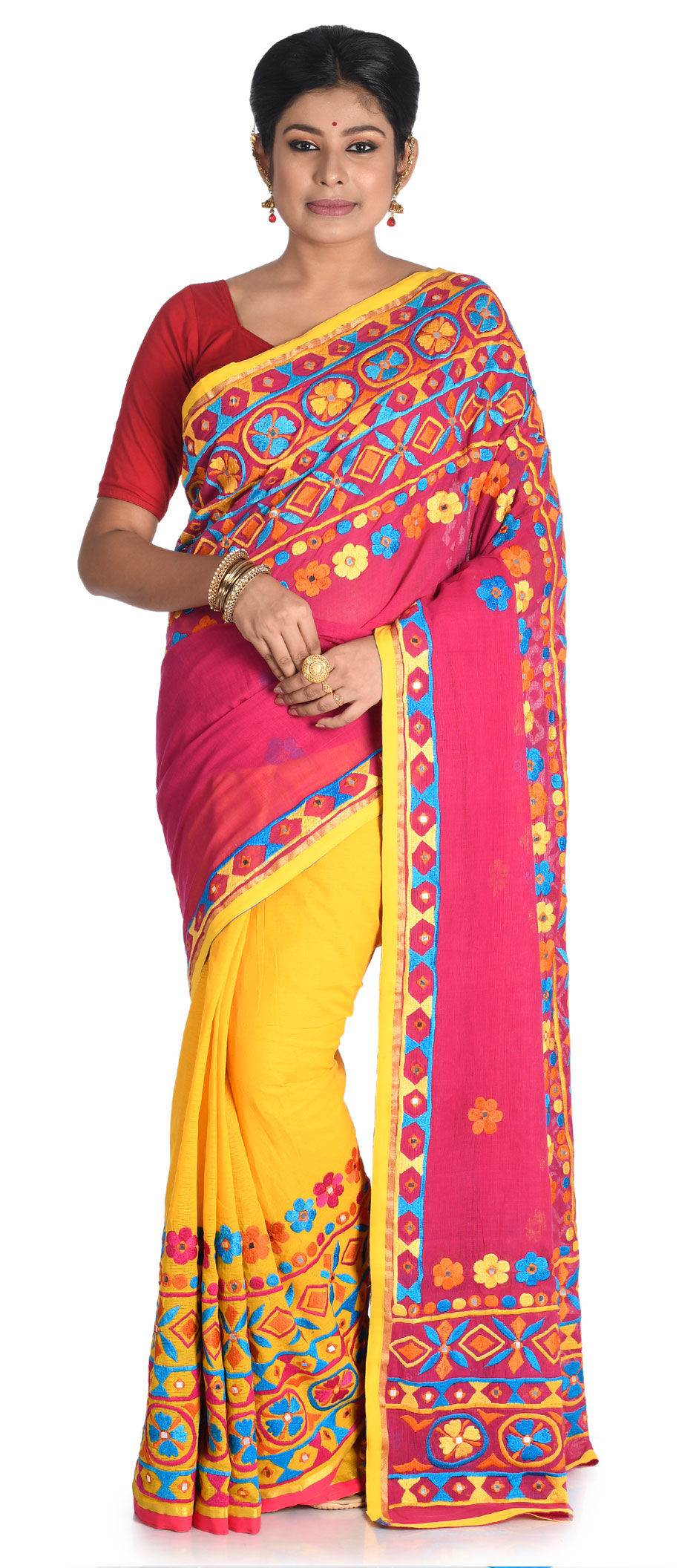 Traditional Multicolor color Cotton fabric Saree : 1585905