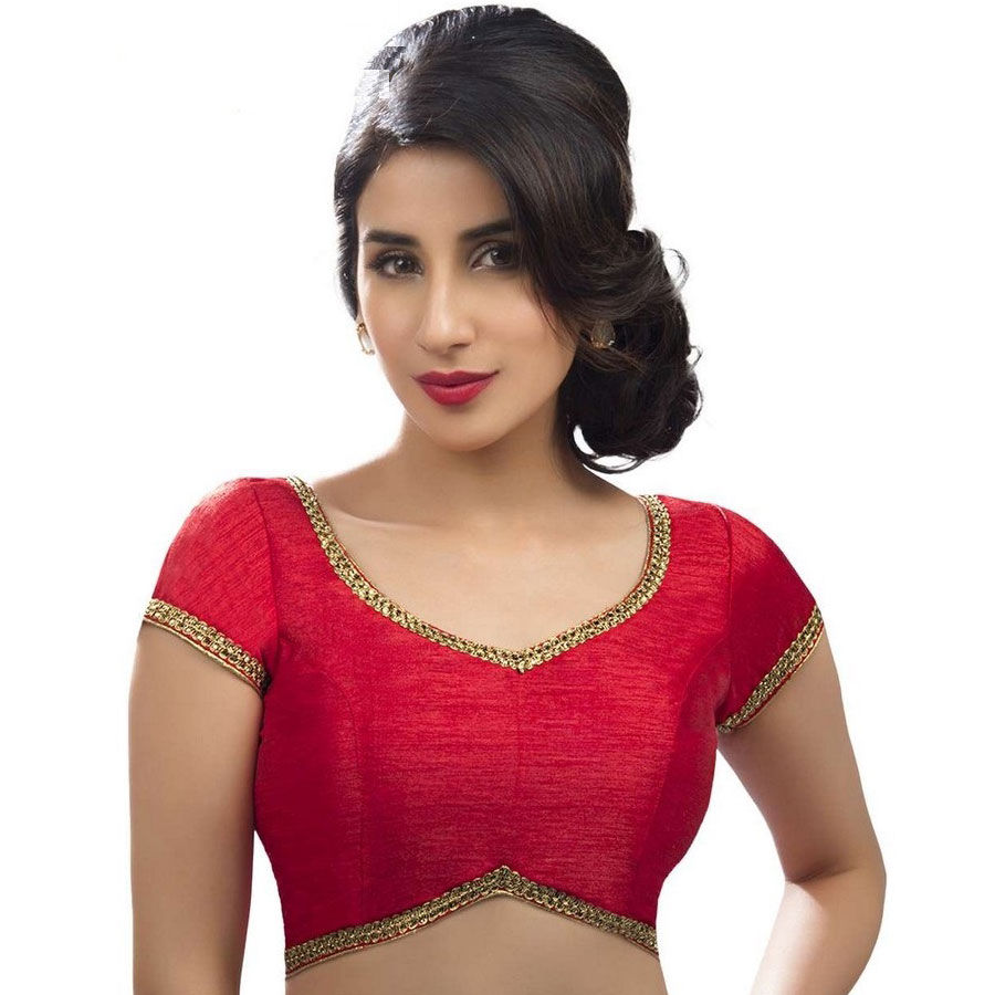 15864: Red and Maroon color family stitched Blouse