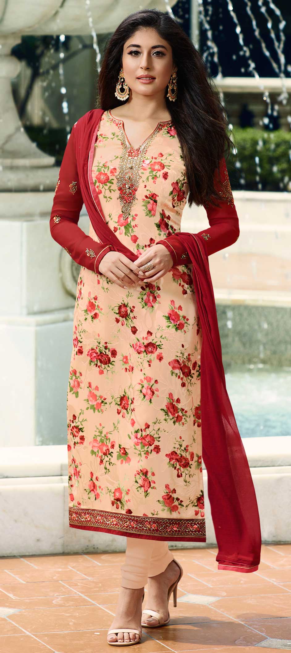 Bollywood Orange color Brasso fabric Salwar Kameez : 1587647