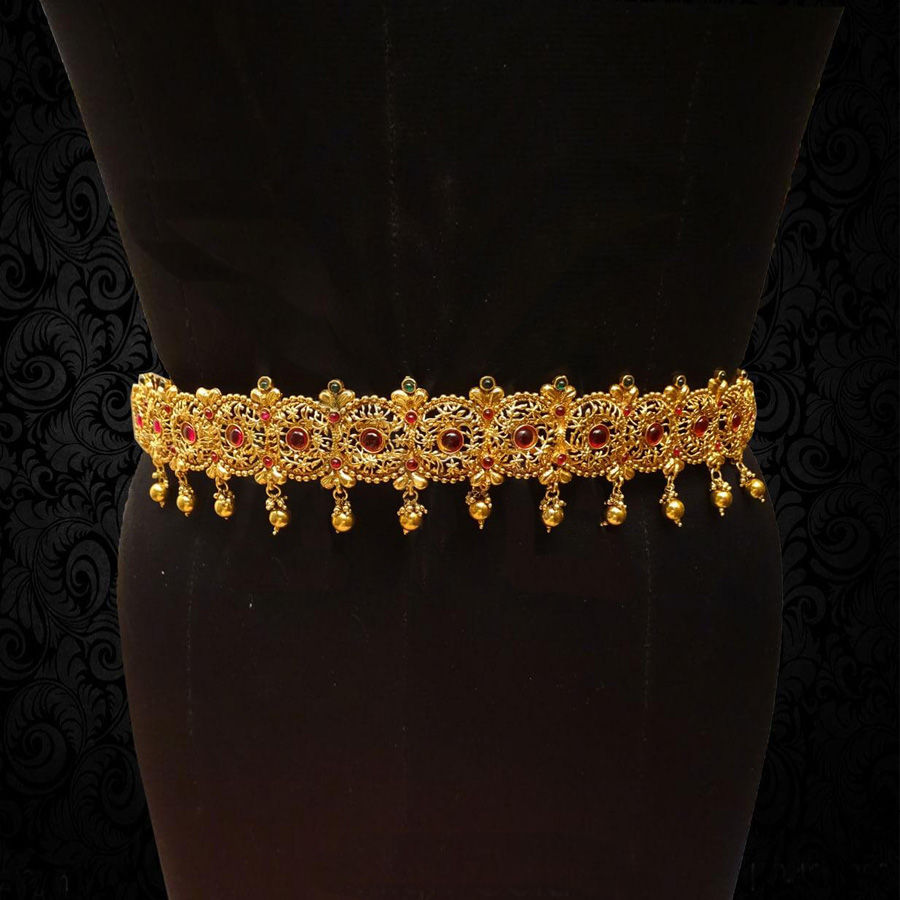 Red and Maroon color Brass, Copper, Metal Alloy metal Waist Chain : 1587858