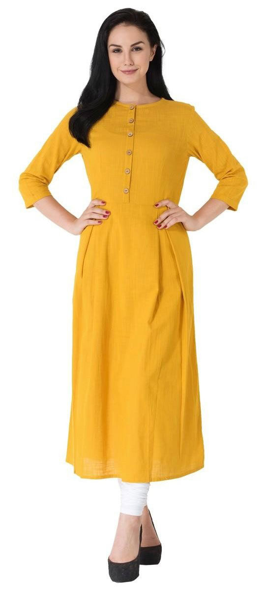 Casual Yellow color Cotton fabric Kurti : 1590497