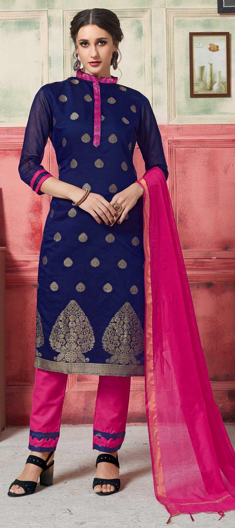 Party Wear Blue color Art Silk fabric Salwar Kameez : 1590703