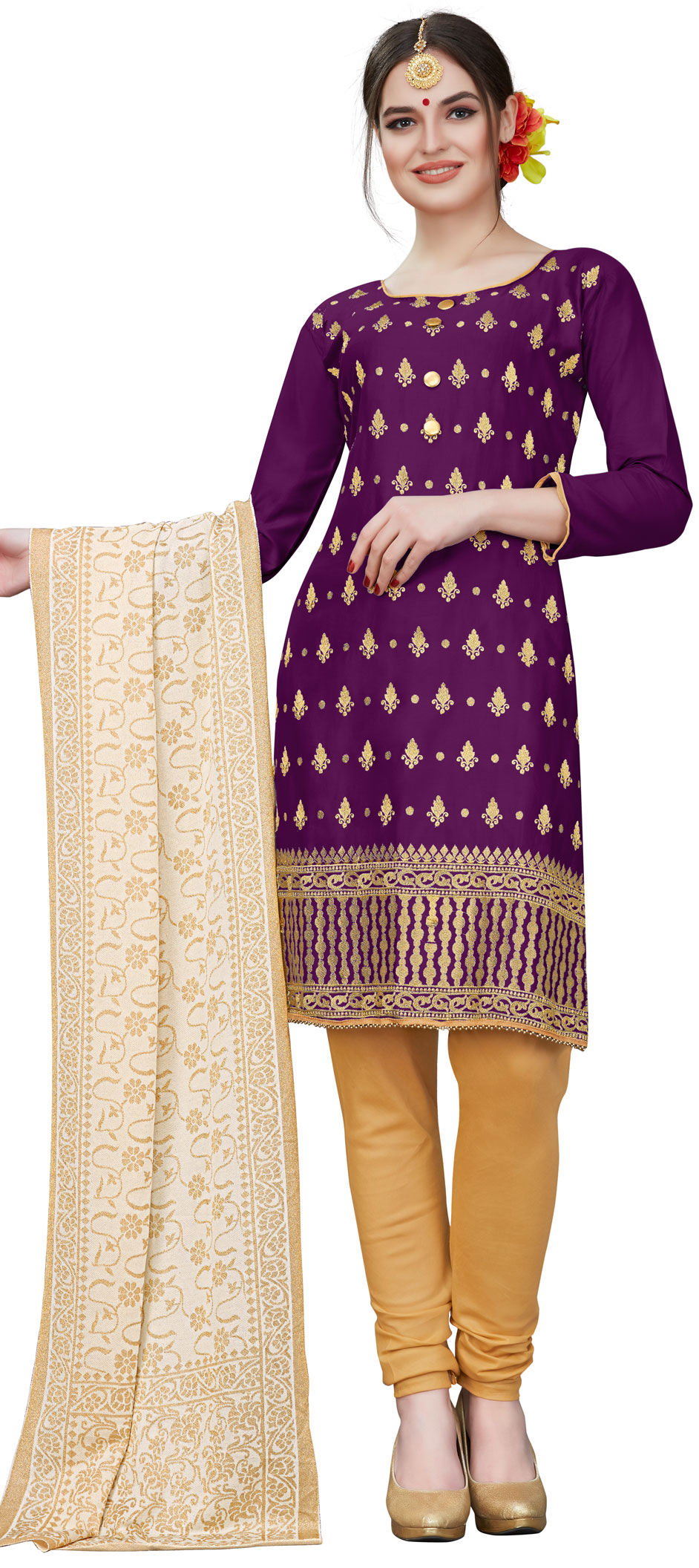 Casual Purple and Violet color Cotton fabric Salwar Kameez : 1592514