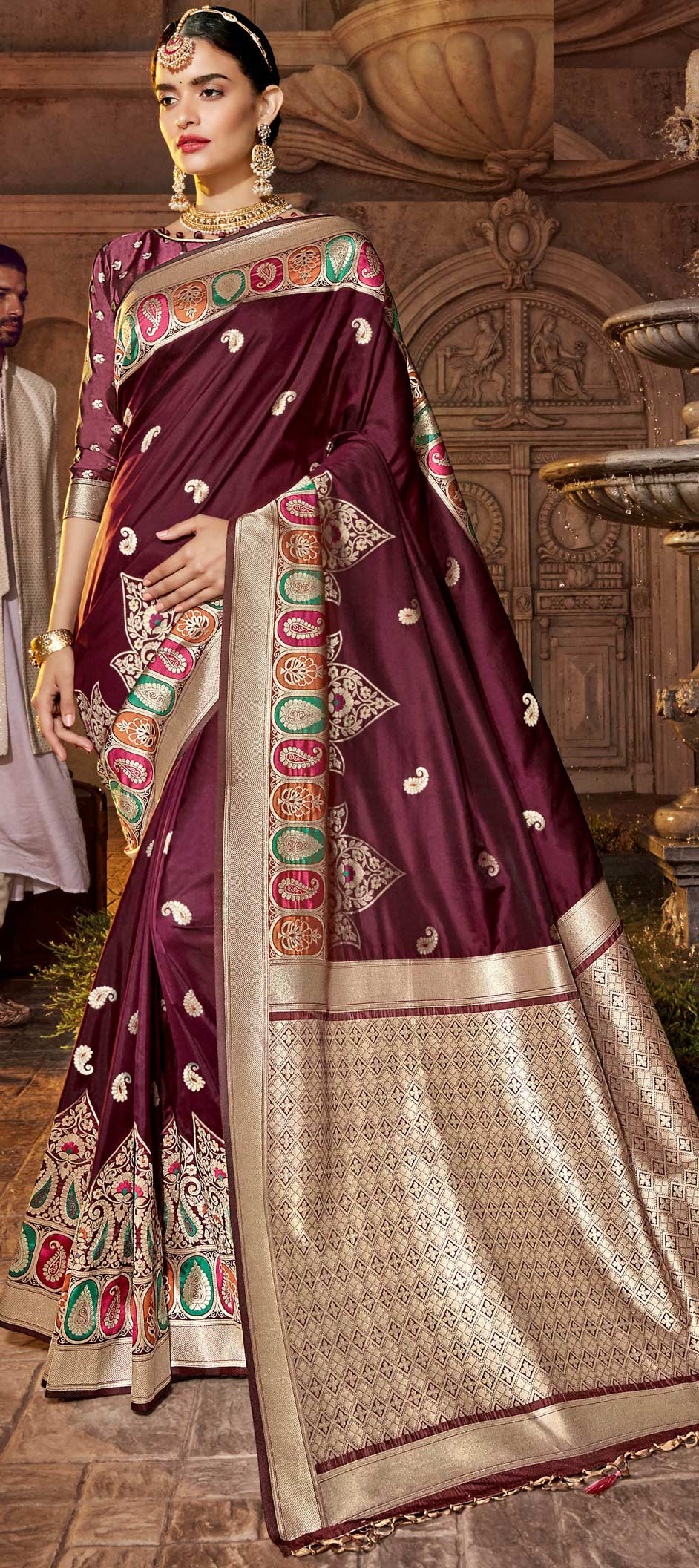 Party Wear, Reception, Traditional Purple and Violet color Art Silk ...